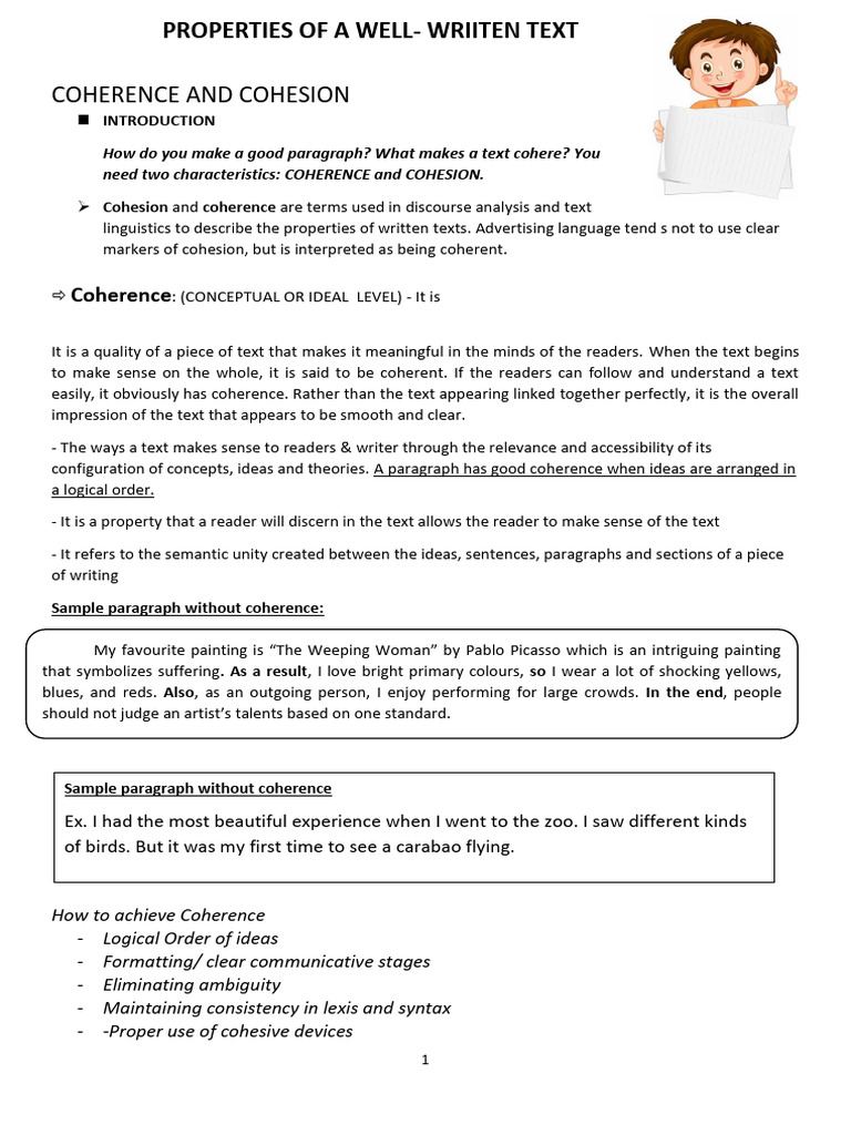 Properties of A Well Written Text With Worksheets | PDF | Sunglasses ...
