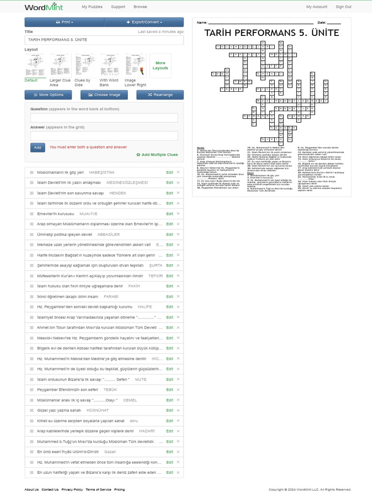 TARİH PERFORMANS 5. ÜNİTE - WordMint | PDF