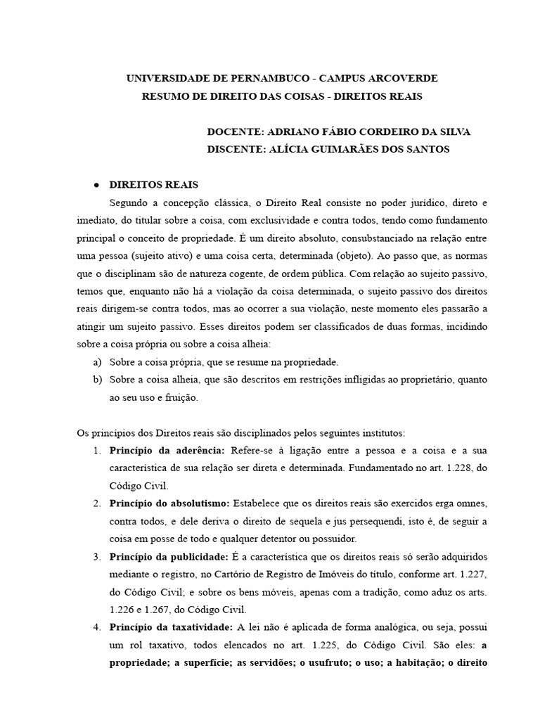 Direitos Reais: Propriedade e Posse | PDF | Propriedade privada | Posse ...