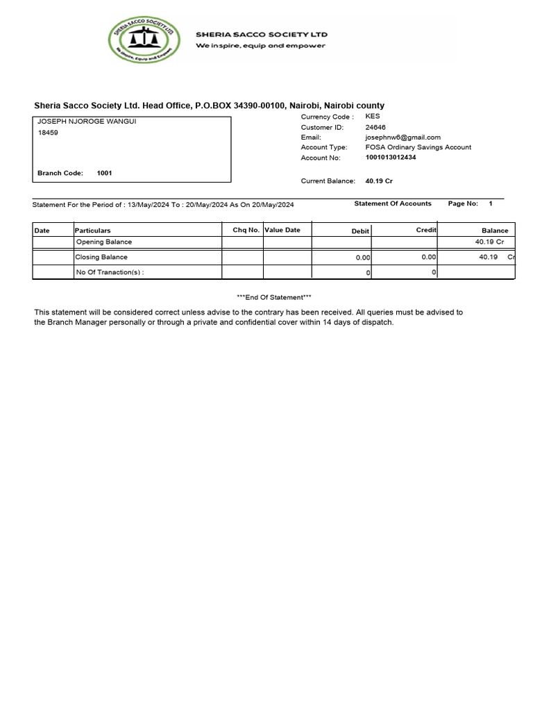 Sheria Senti AccountStatement (3) | PDF