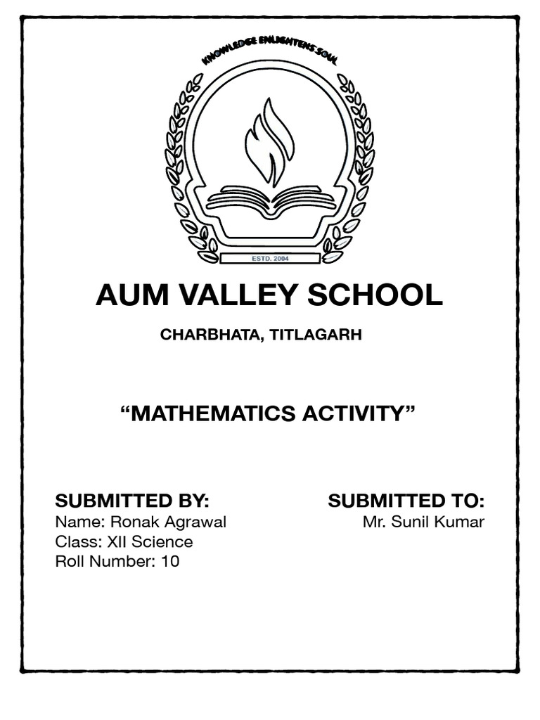 Aum Valley School: "Mathematics Activity" | PDF