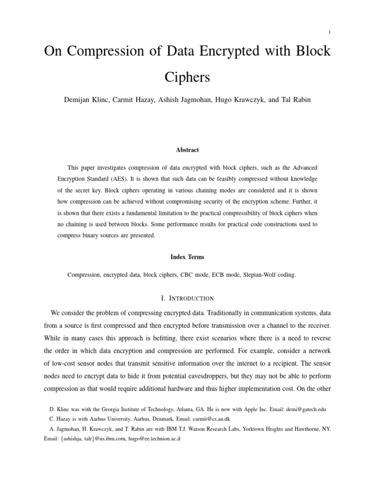 Data encryption & comp | PDF | Encryption | Cipher