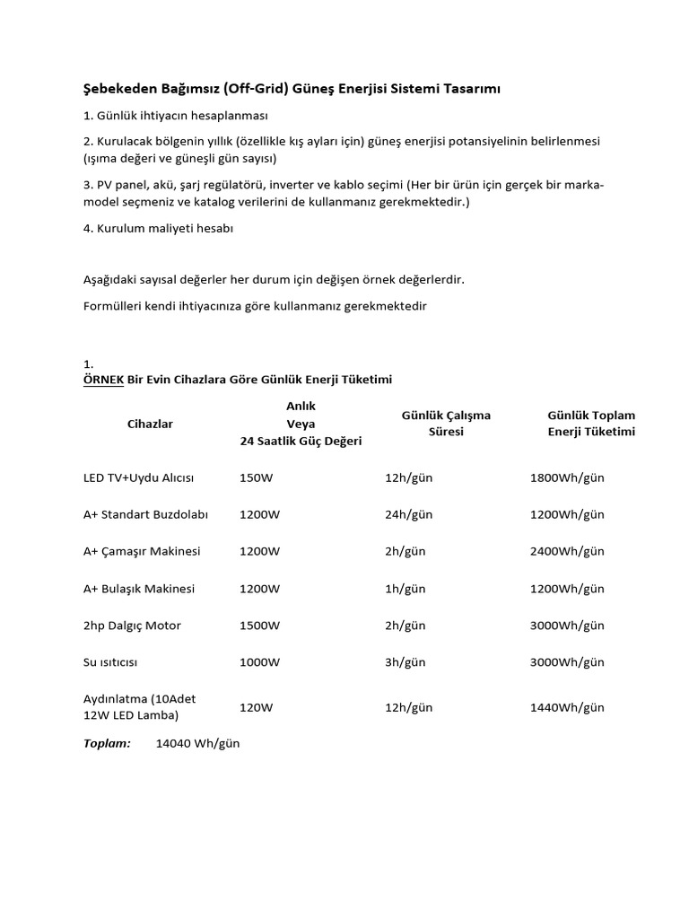 Gunes Enerjisi Sistem Tasarimi | PDF
