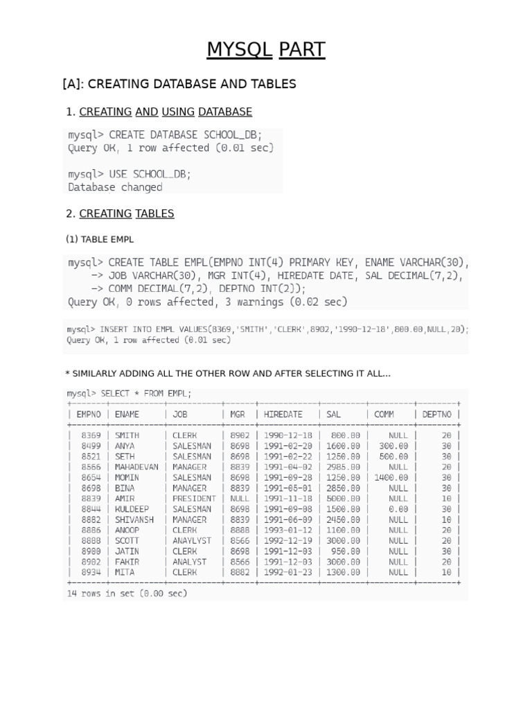 Ip Practical File (SQL Part) | PDF