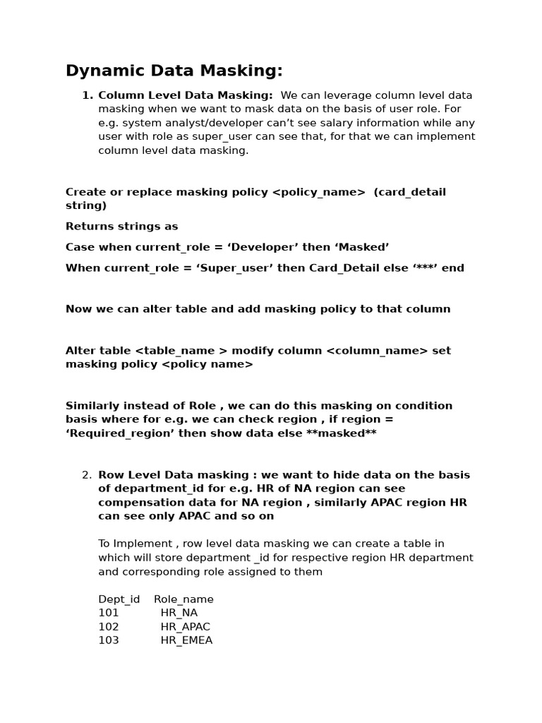 Data Masking - Snowflake | PDF | Information Technology Management | Computer Science
