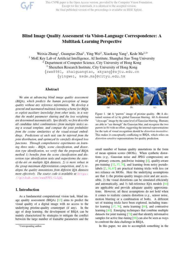 Automated BIQA with Multitask Learning | PDF | Computer Vision | Data ...