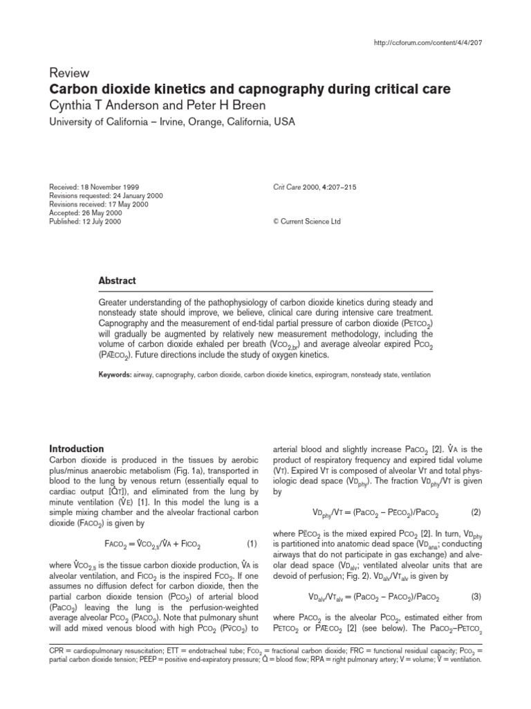 CO2 Kinetics & Capnography in ICU | PDF | Breathing | Respiratory System