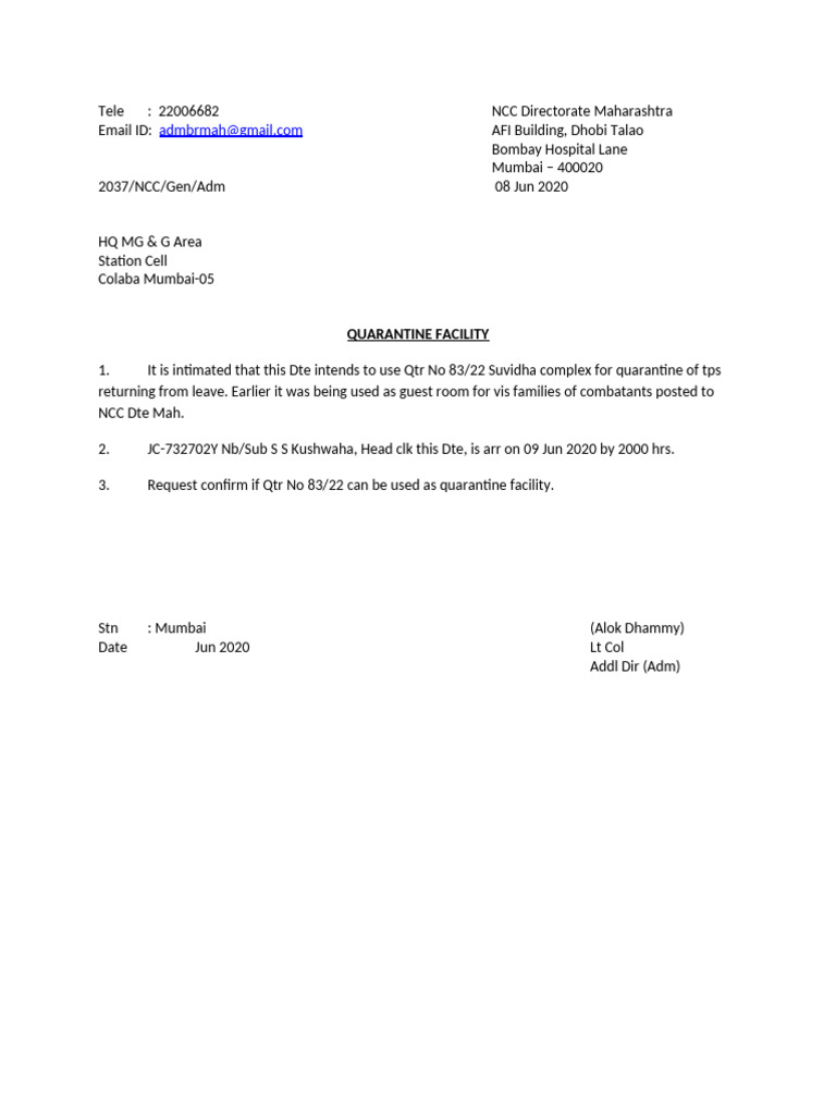 Quarantine Facility | PDF