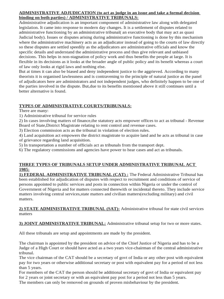 ADMINISTRATIVE ADJUDICATION Edited | PDF | Tribunal | Judge