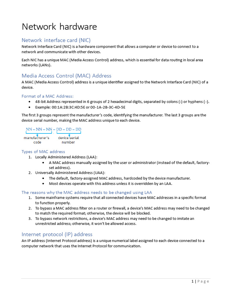 Network Hardware | PDF | Ip Address | I Pv6