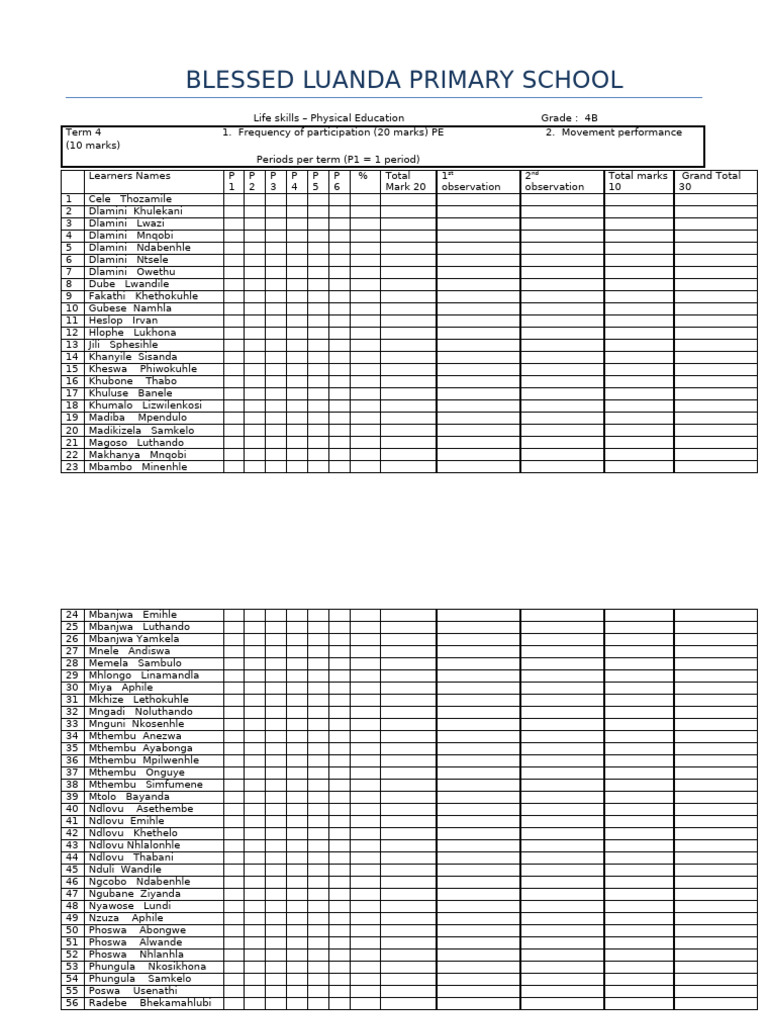 Physical Education Grade 4 B | PDF