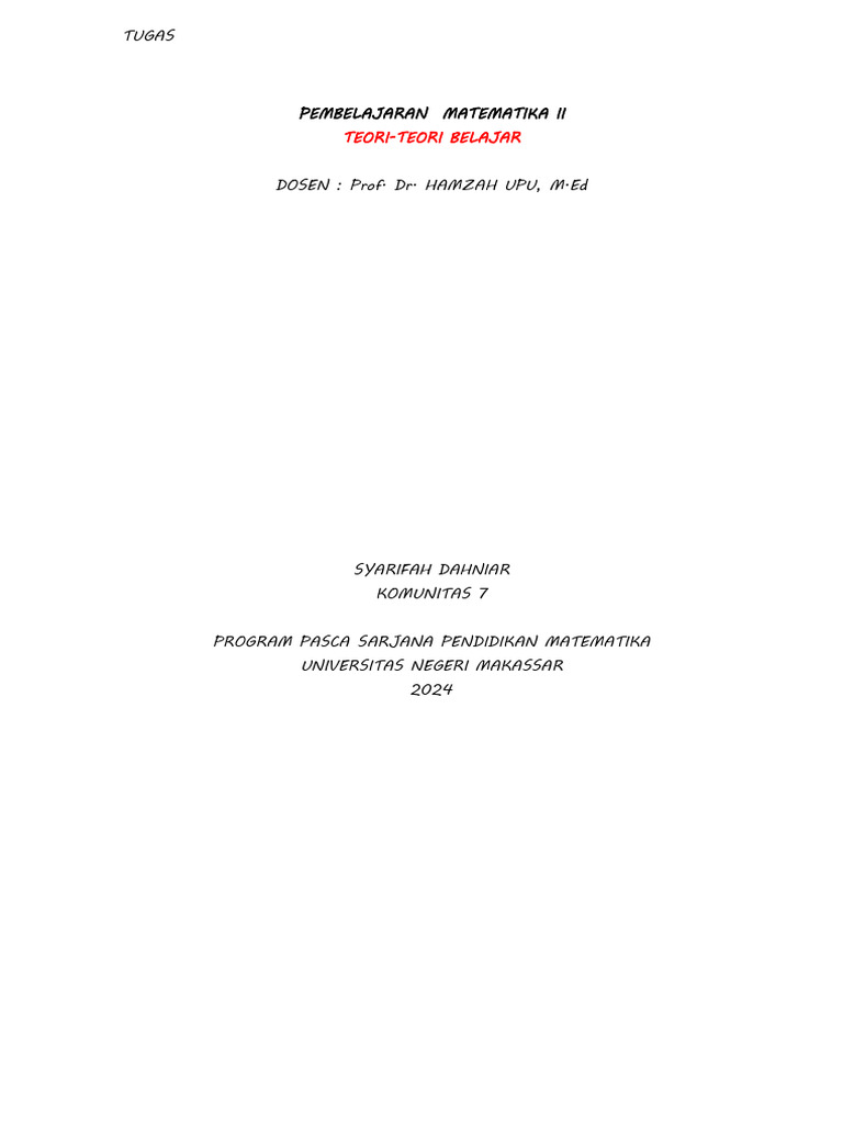 Teori-Teori Belajar Koe | PDF