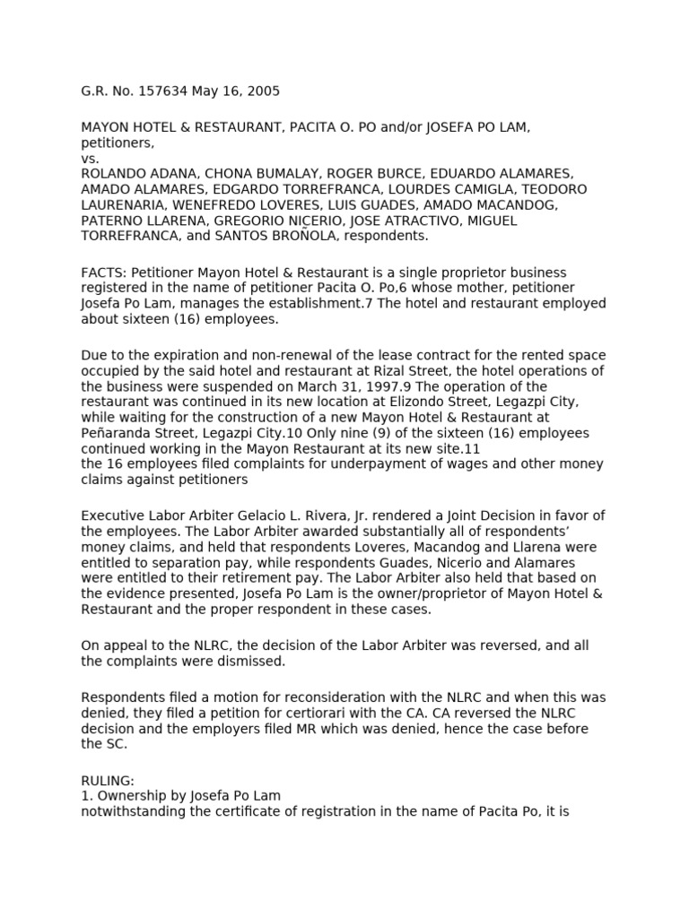 Labor Law Cases | PDF | Employment | Appeal