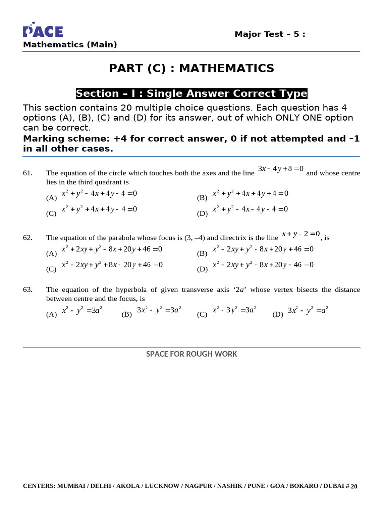 Mathematics (Main) Question Paper | PDF | Euclidean Geometry ...