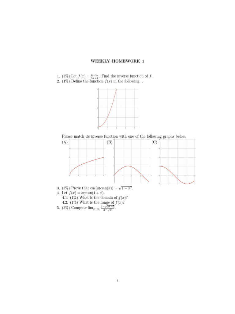 Weekly Homework 1 | PDF