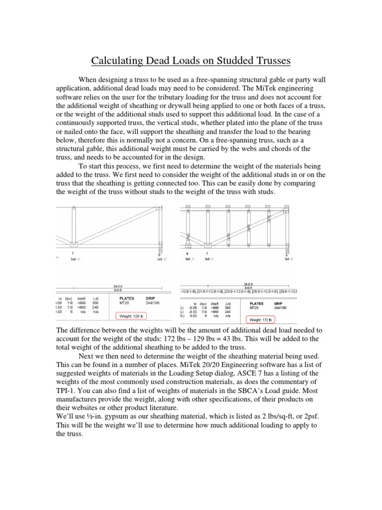 Calculating Dead Loads On Studded Trusses | PDF | Truss | Triangle