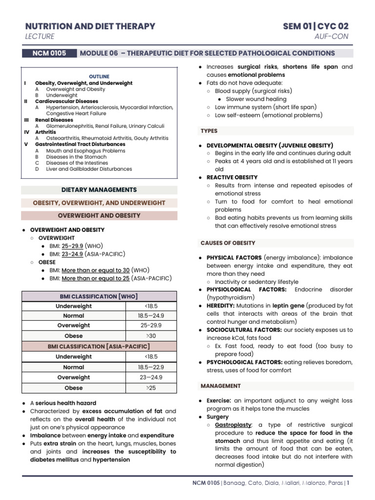 06 - LEC Therapeutic Diet For Selected Pathological Conditions | PDF ...