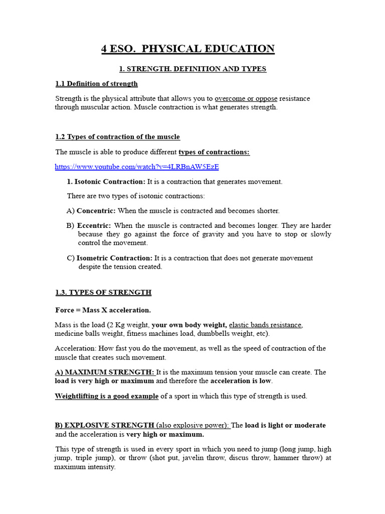 Understanding Strength in Physical Education | PDF | Strength Training ...