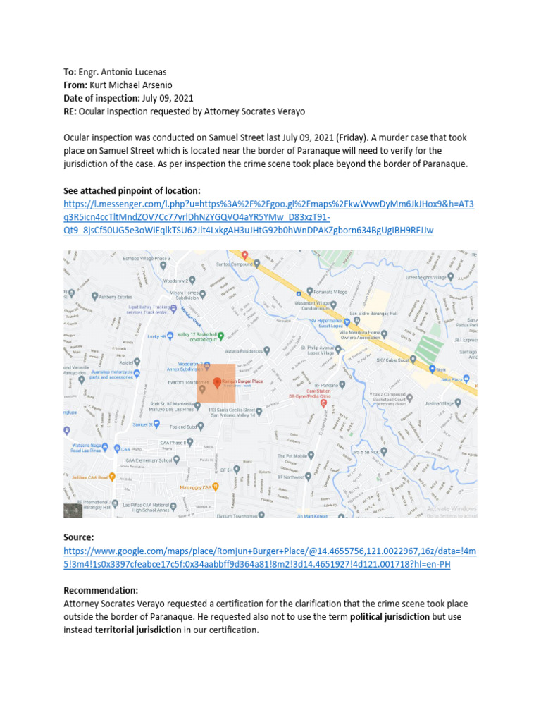 Samuel Street Inspection Report | PDF