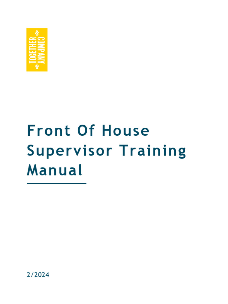 Front-of-House-Supervisor-Manual-Jan-2024 | PDF | Bar (Establishment ...