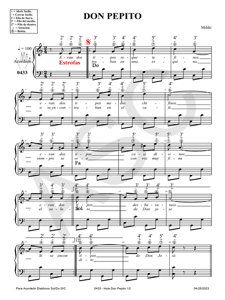 HOLA DON PEPITO-Do - Partitura Completa | PDF