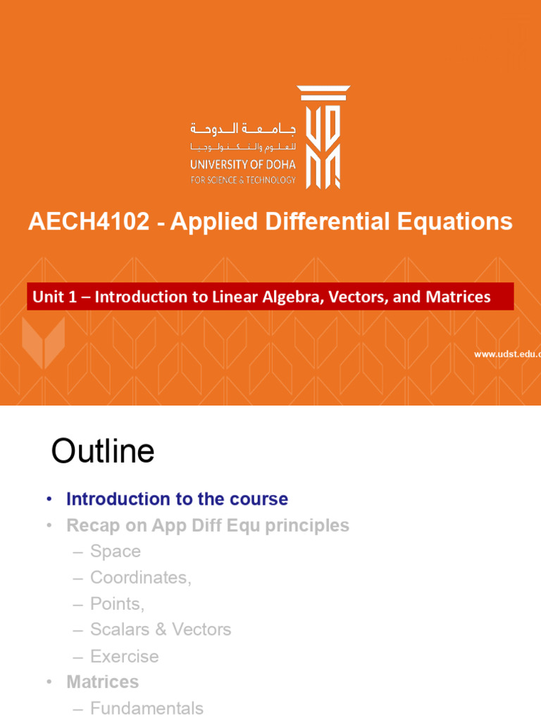 Unit 1 - Introduction to Linear Algebra | PDF | Matrix (Mathematics) | Euclidean Vector