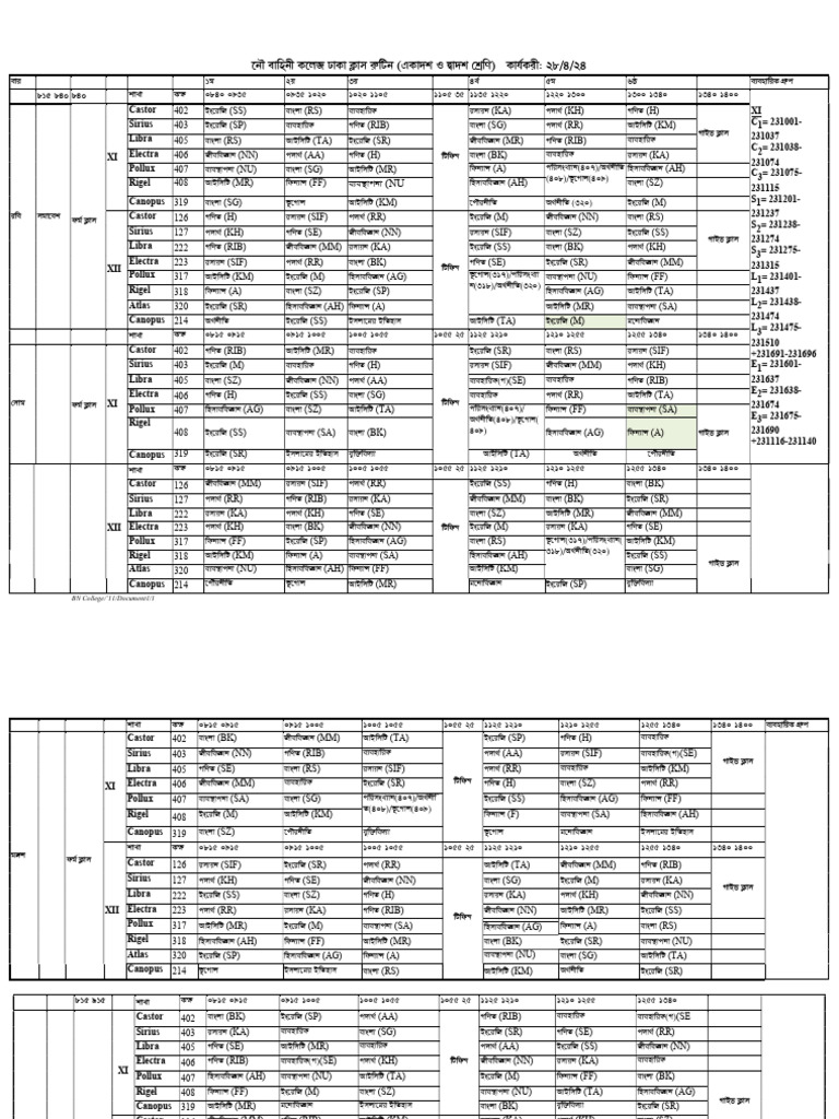 Final Routine for Class Xi Xii | PDF | Estrellas