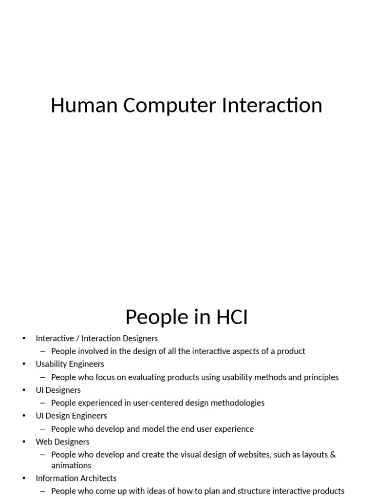 HCI - 02 Lecture Slides | PDF | Human–Computer Interaction | Usability