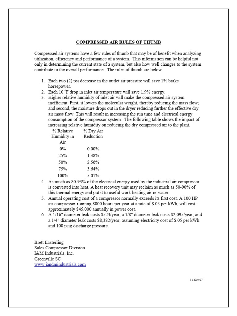 Compressed Air Efficiency Tips | PDF