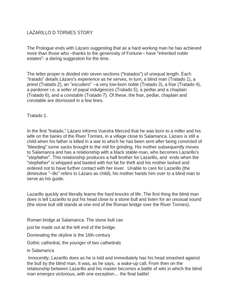 Lazarillo D Tormes Story | PDF