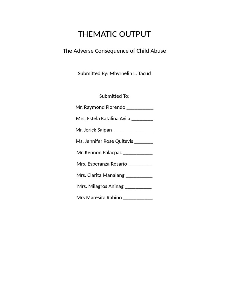 THEMATIC-OUTPUT | PDF | Child Abuse | Force