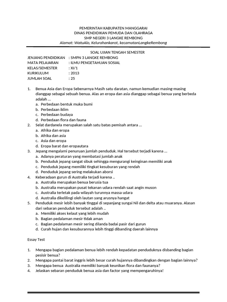 Soal Uts Ips Ibu Any | PDF