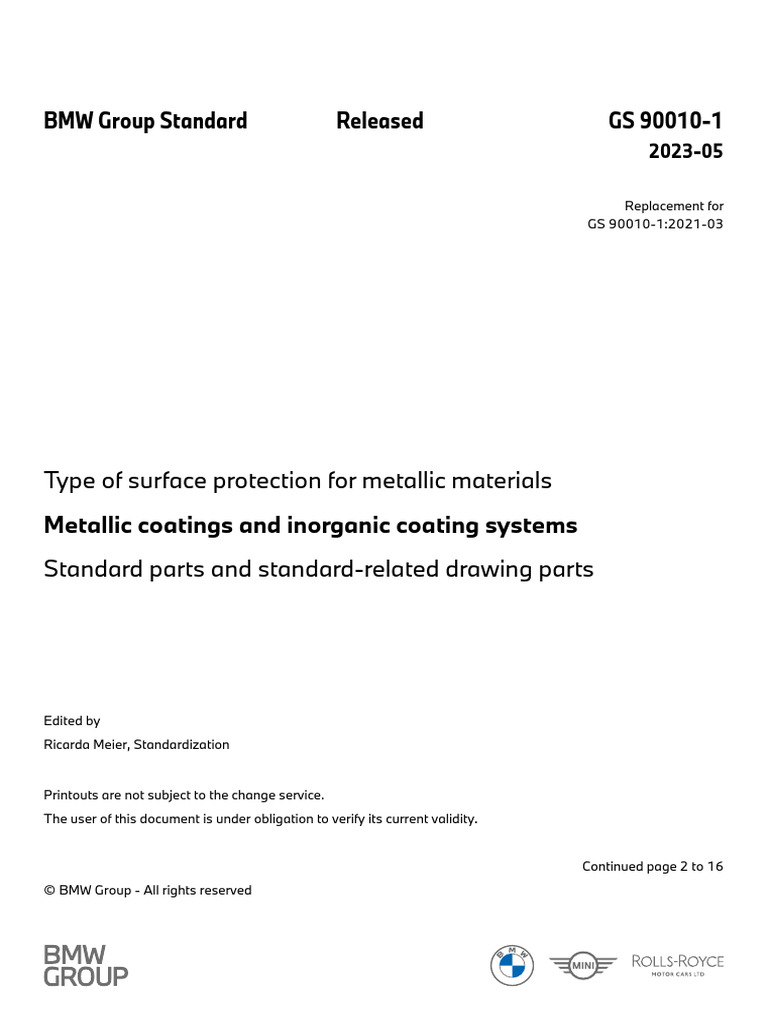 GS 90010-1 Metallic Coatings and Inorganic Coating Systems - 2023.05 | PDF | Screw | Corrosion