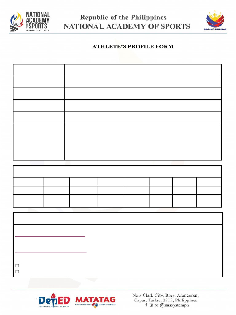 Student-Athlete Profile Form | PDF