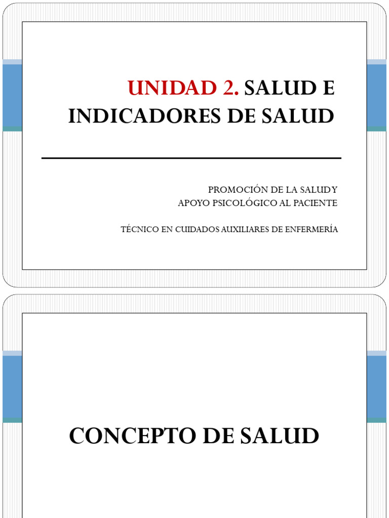 UD2 SALUD E INDICADORES DE SALUD | PDF | Asistencia sanitaria preventiva | Cuidado de la salud