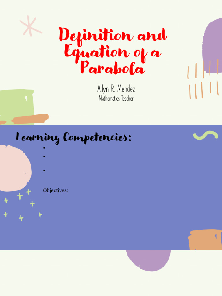 Parabola and Its Equations - For Students | PDF | Geometry | Analytic ...