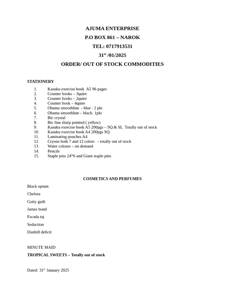 Stock Order | PDF