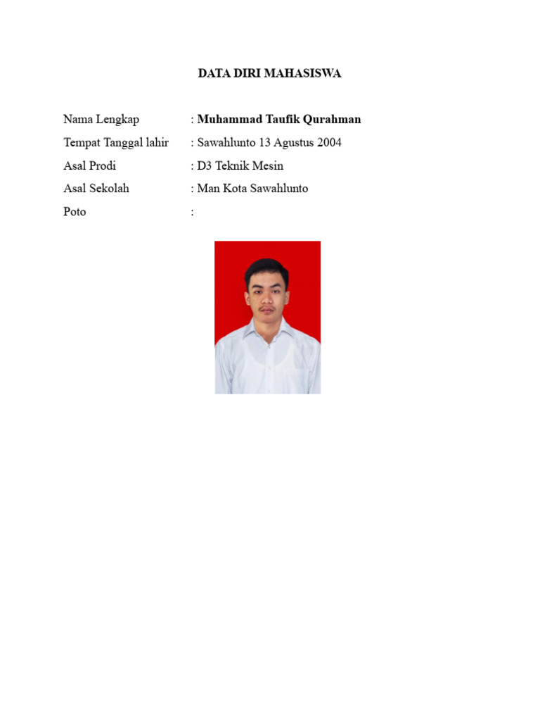 Data Diri Mahasiswa Pai | PDF