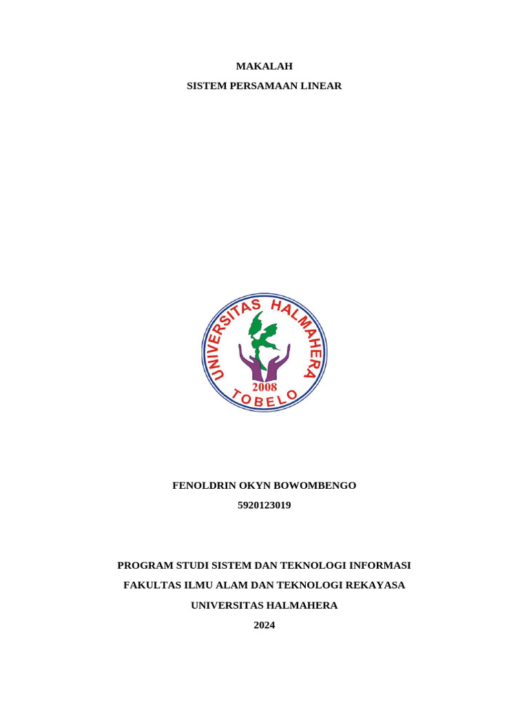 Makalah Sistem Persamaan Liniar Fenoldrin | PDF