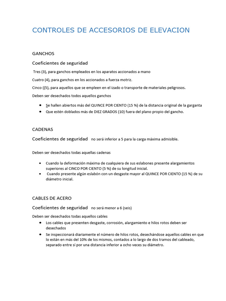 Controles de Accesorios de Elevacion | PDF | Cuerda | Materiales