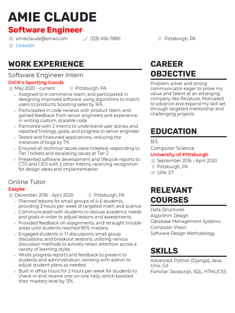 Aspiring Software Engineer Resume | PDF | Software | Computing