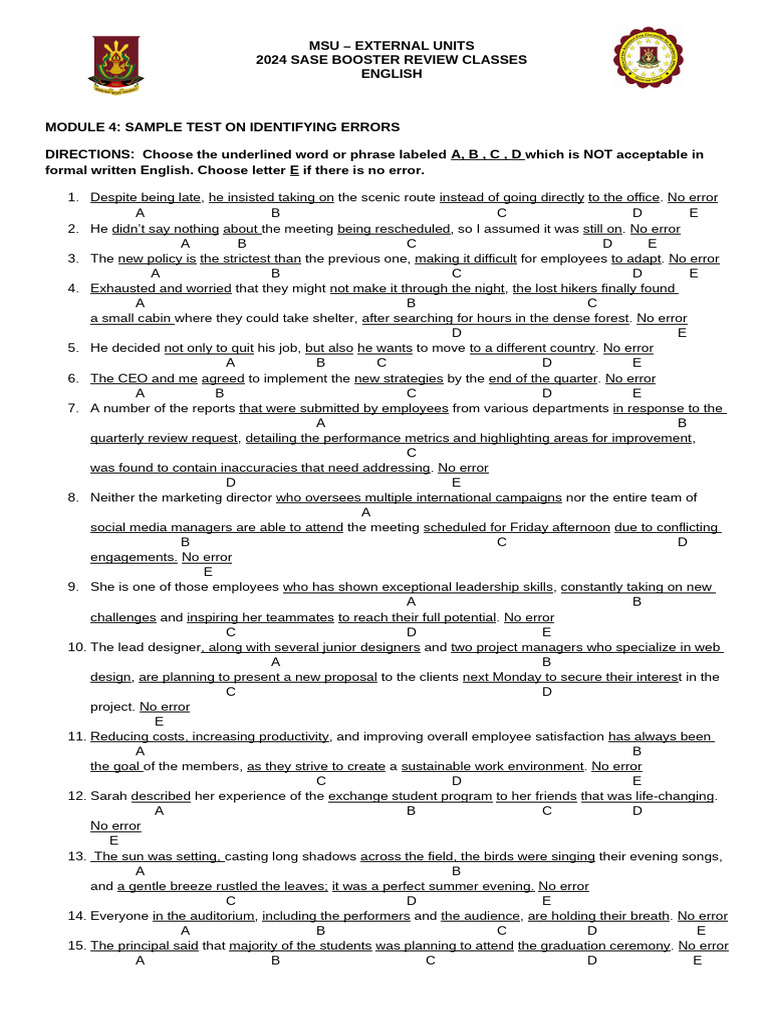 Module 3 Identifying Errors | PDF