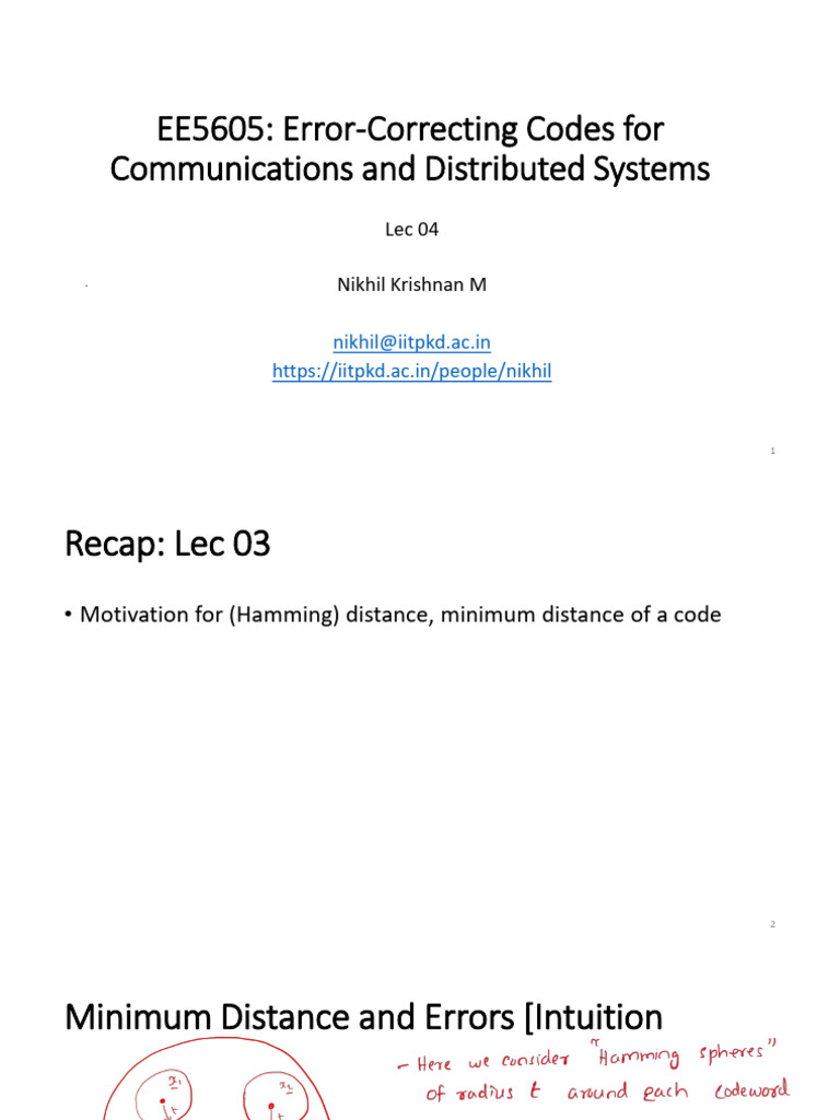 EE5605_ECC_for_Comm_Distr_Systems_Lec04 | PDF