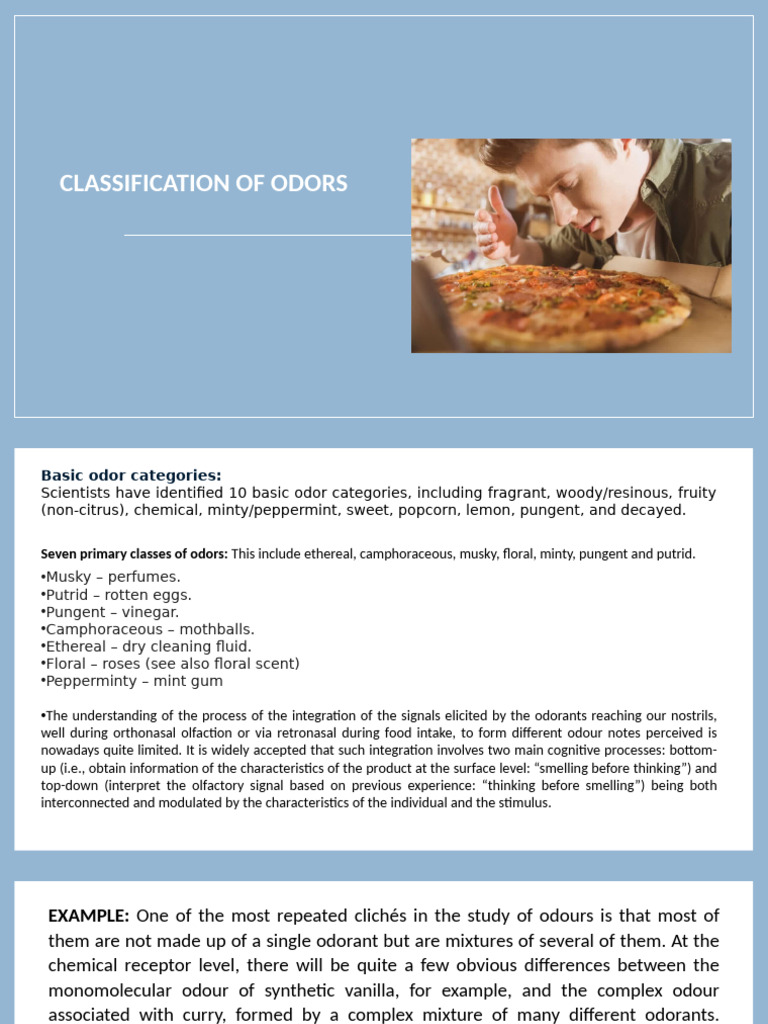 Odor classification and chemical specificity | PDF | Odor | Receptor (Biochemistry)