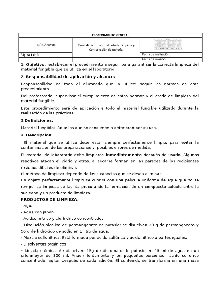 02 PNT Limpieza y Conservación de Material | PDF | Agua | Solvente