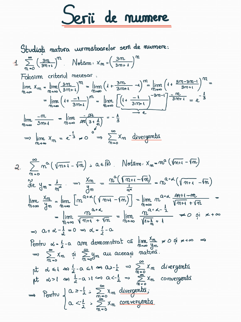 Exercitii - Serii de Numere | PDF