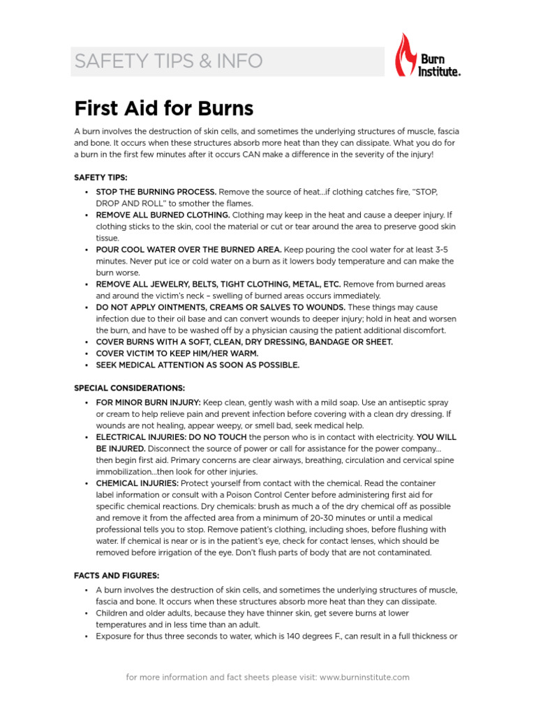 Medical - 1st Aid For Burns | PDF | Burn | First Aid