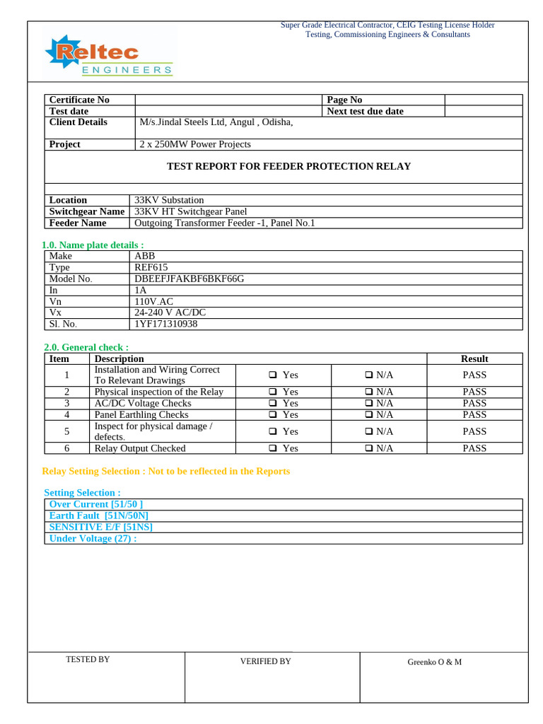 O:C & E:F IEC Very Inverse Curve Along With Defiite & Instantaneous ...
