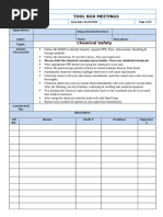 TOOLBOX SAFETY MEETING Form | PDF