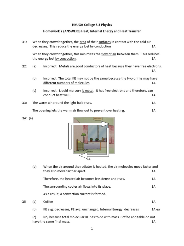 2324_HW2_Ch1_Heat Internal Energy and Heat Transfer_ANS (1) | PDF